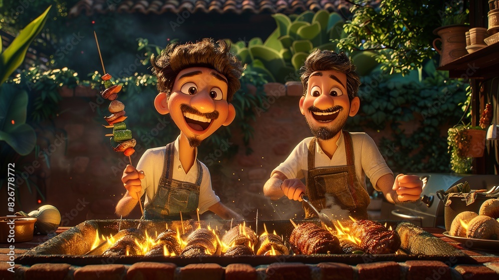 Enjoy the heartwarming illustration capturing two friends cooking ...