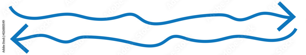 Horizontal long straight arrow signs. Black pointer, direction ...