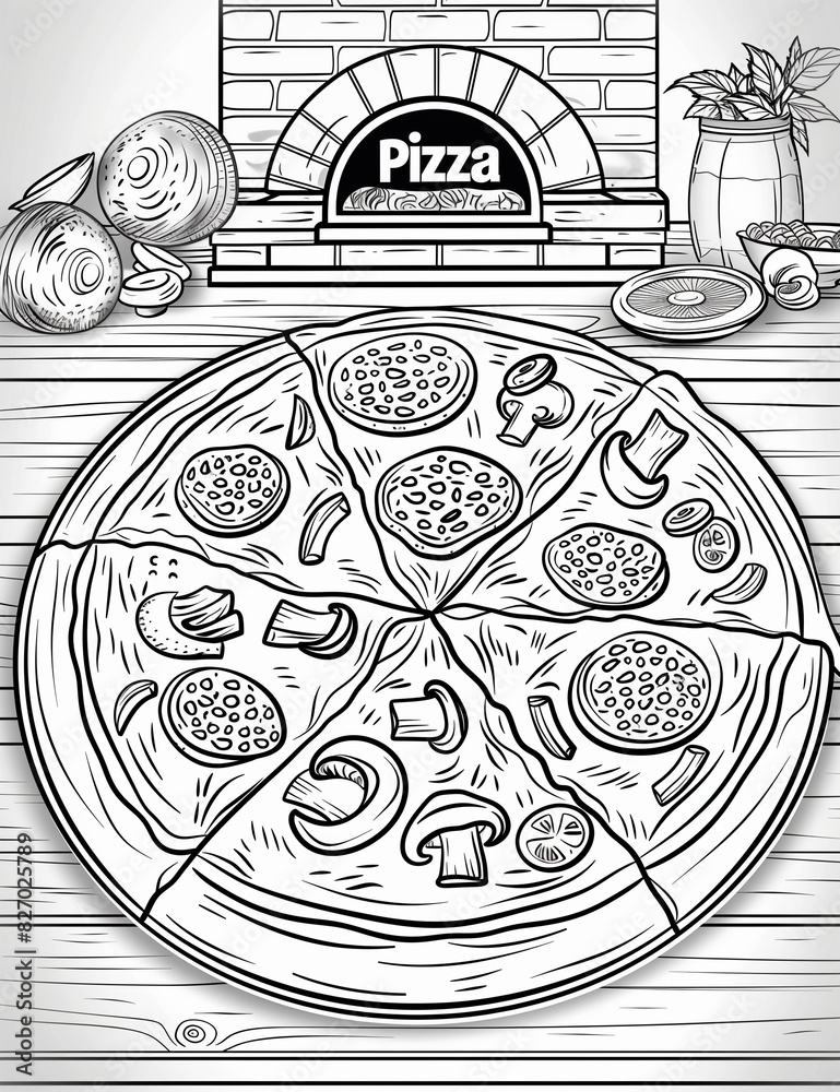 Стокова ілюстрація Gourmet Pizza Art: Complex and Creative Coloring ...