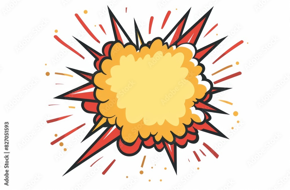 Flat Cartoon Vector Graphic of an Explosion Icon with Red Border and ...