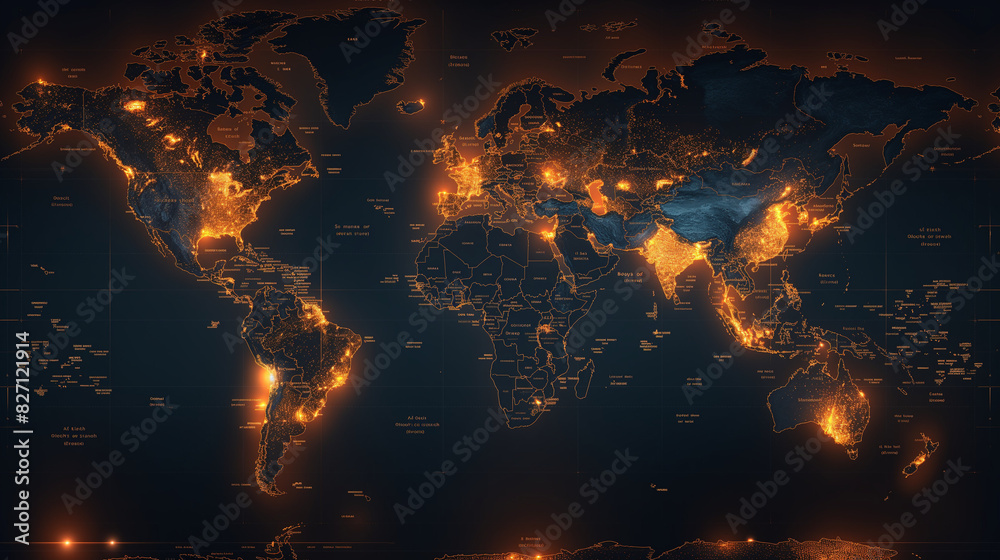 Ilustração A world map with a dynamic heatmap depicting the rise and ...