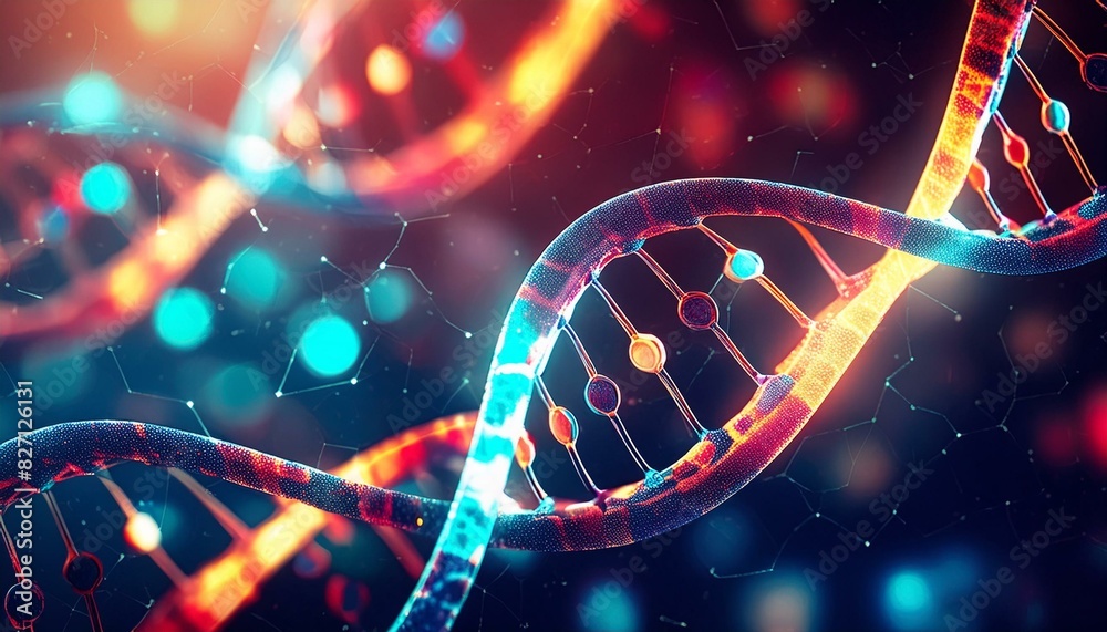 DNA - Visualization of DNA Molecules - Genetic Code - Structure of DNA - Abstract Representation ...