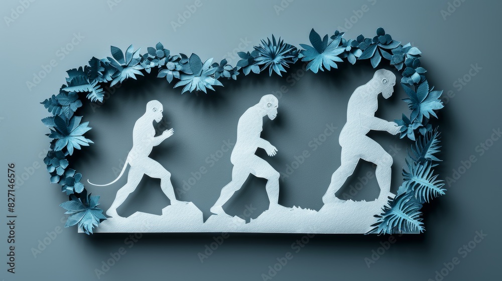 An illustration of evolution of mankind through paper cutouts. Modern ...