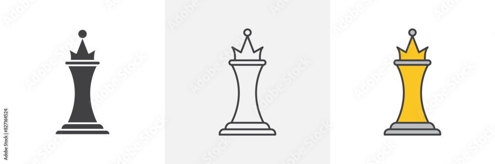 Chess queen vector set. Chess crown piece graphic. Chess game icon. Business strategy graphic ...