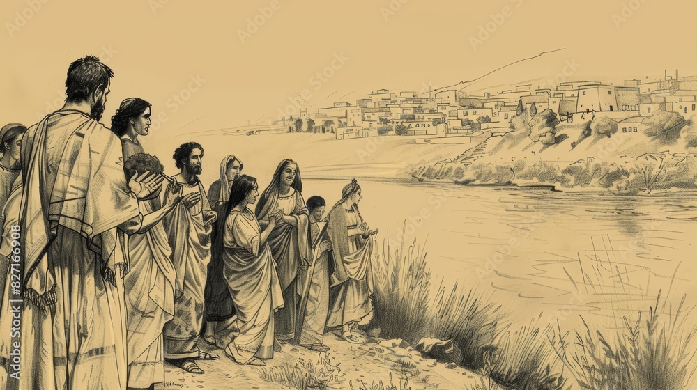 Biblical Illustration of Lydia's Conversion in Philippi, Paul Speaking ...