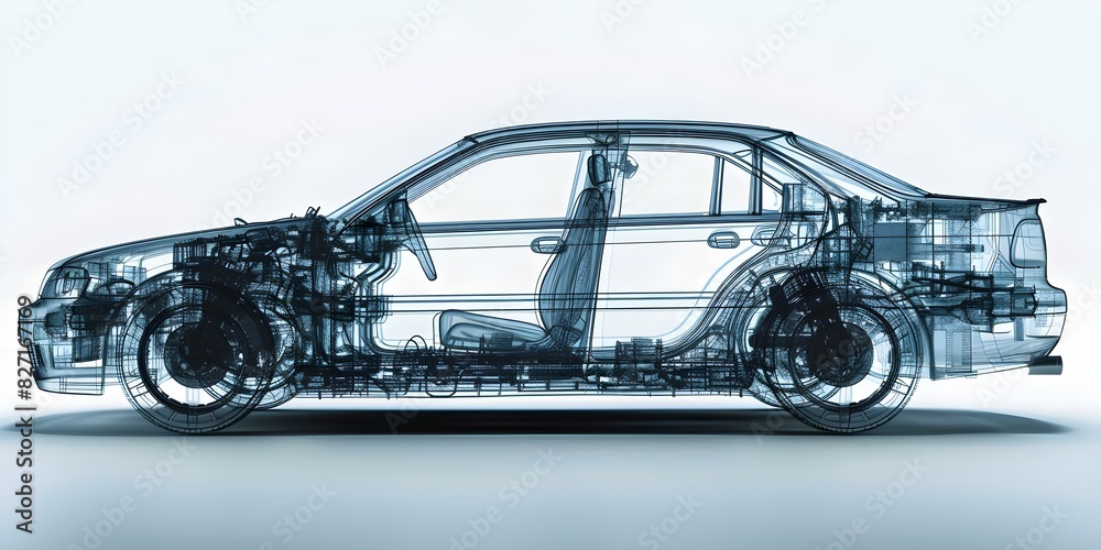 X-ray Technology Revealing Car Structure and Frame. Concept Automotive ...
