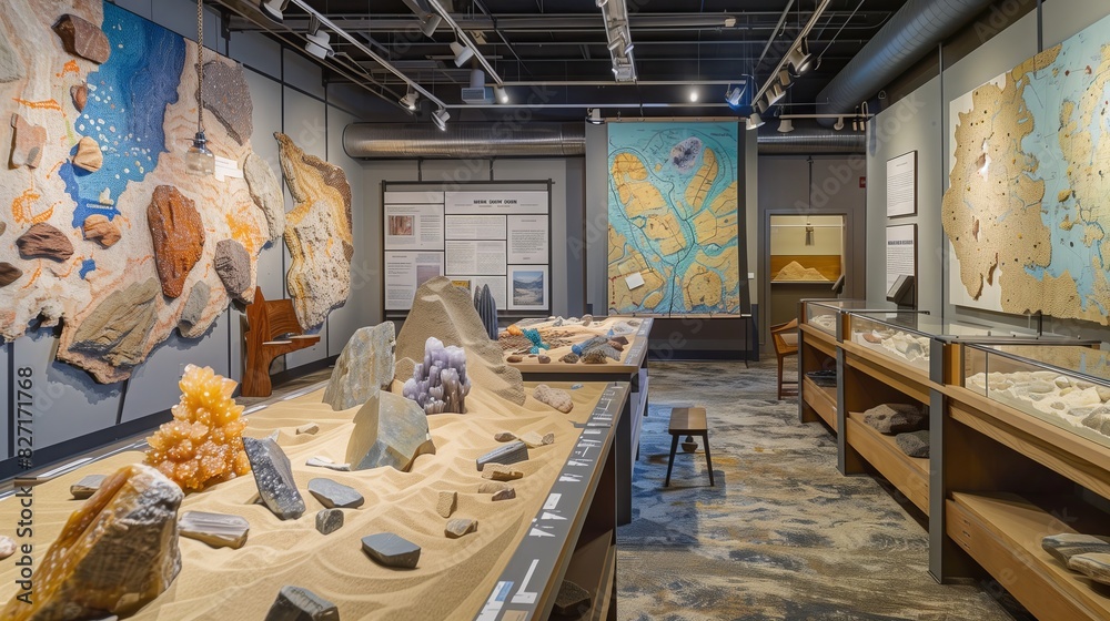 The geology department has rock samples, mineral displays, maps, and an ...