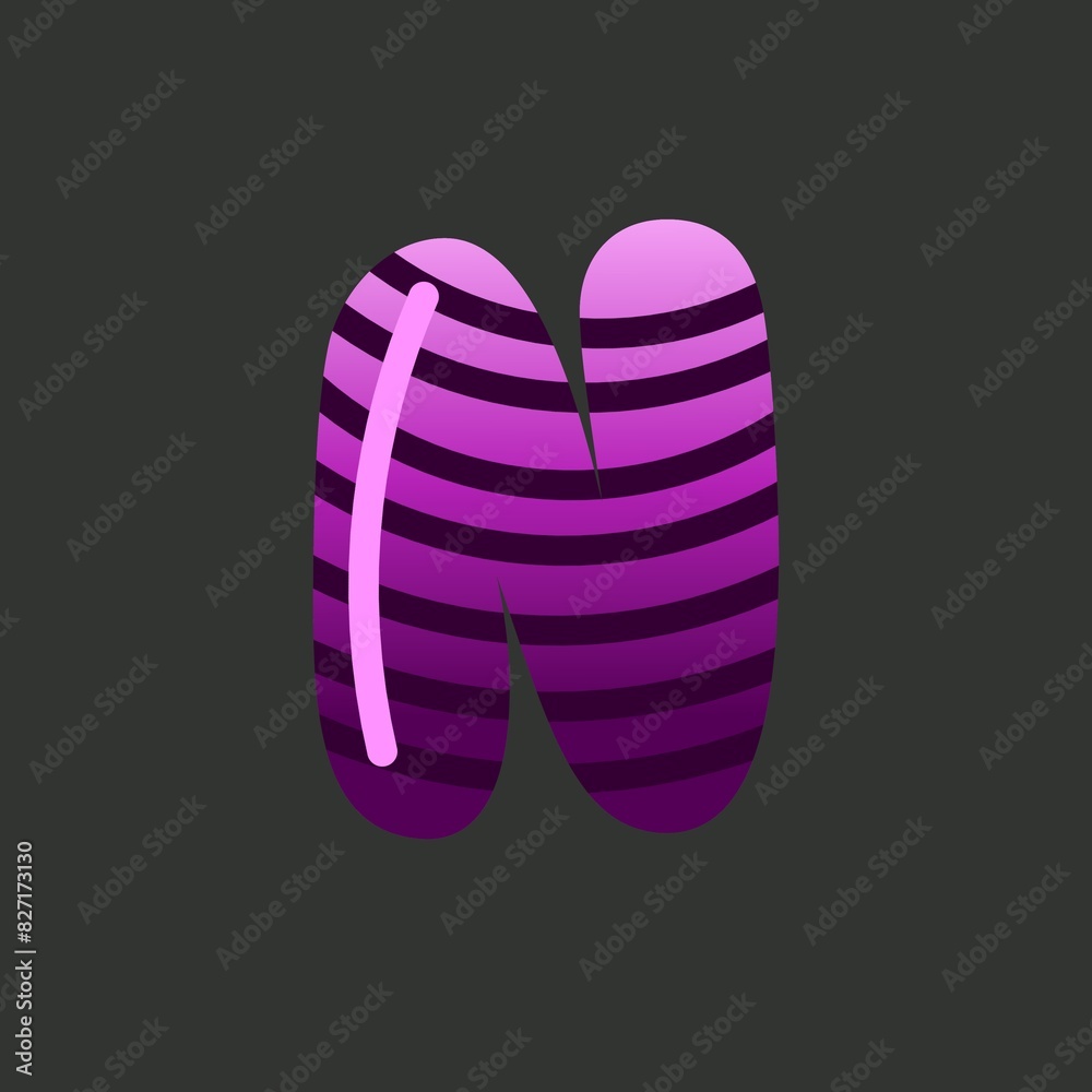 Shiny letter n ,n ,Bright glowing shiny glass letter in a 3D ...