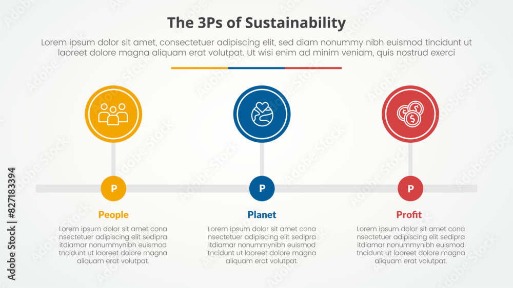 3P or 3Ps sustainability framework infographic concept for slide ...