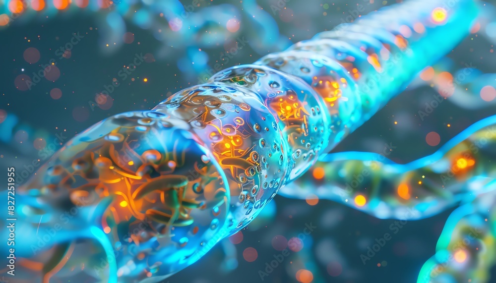 Rendering of a 3D model illustrating the structure of a bacterial cell ...