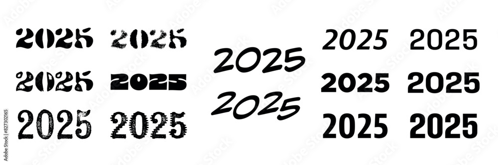 2025 new year different types numbers. Set of the 2025 year numbers ...
