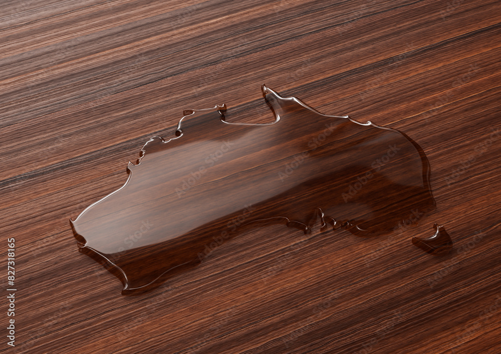 Australia Map Made Of Transparent Liquid Water On Wooden Floor Save ...