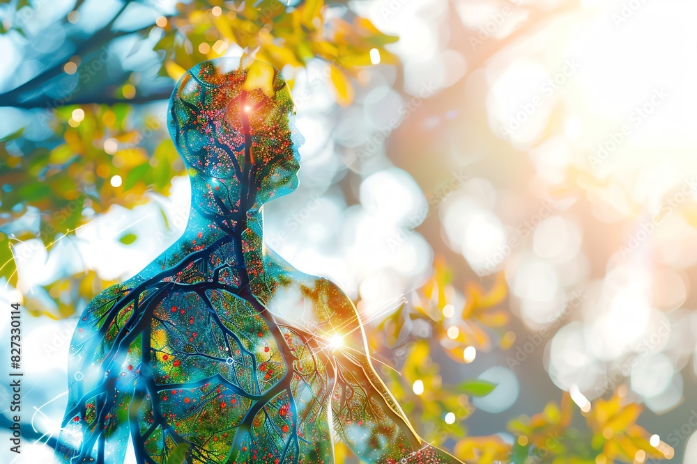 Lymphatic system anatomy, close up, focus on, copy space, vibrant ...