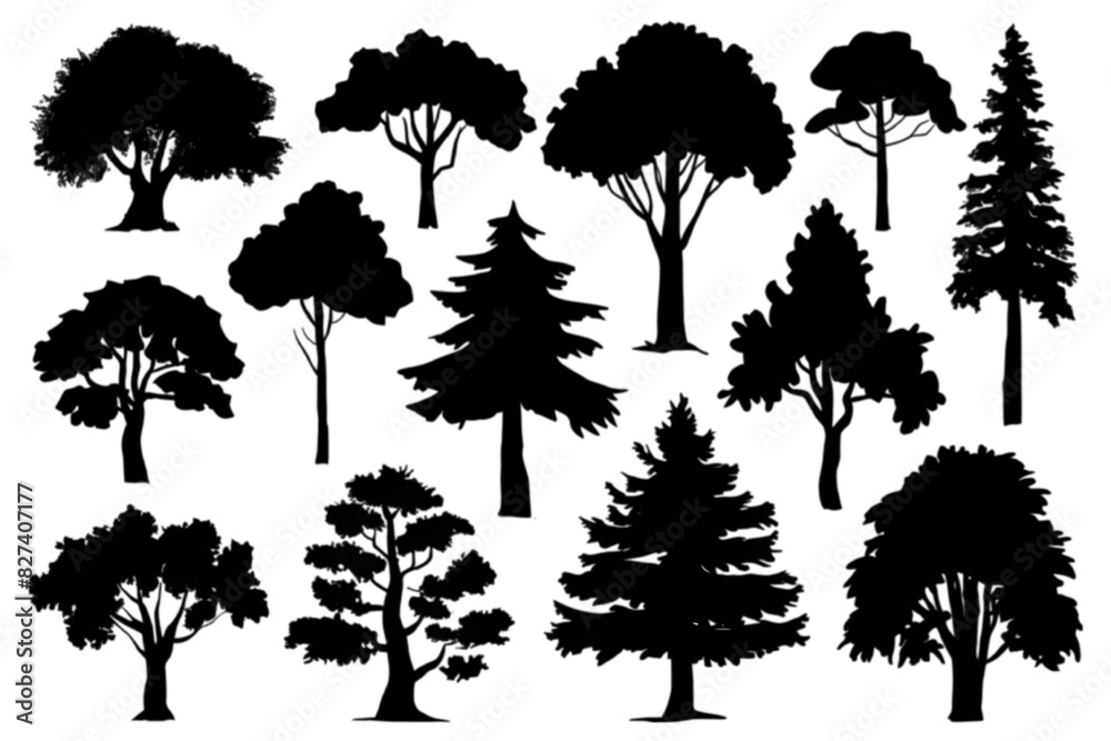 Diverse Tree Silhouettes Collection: Varied and Versatile Botanical ...