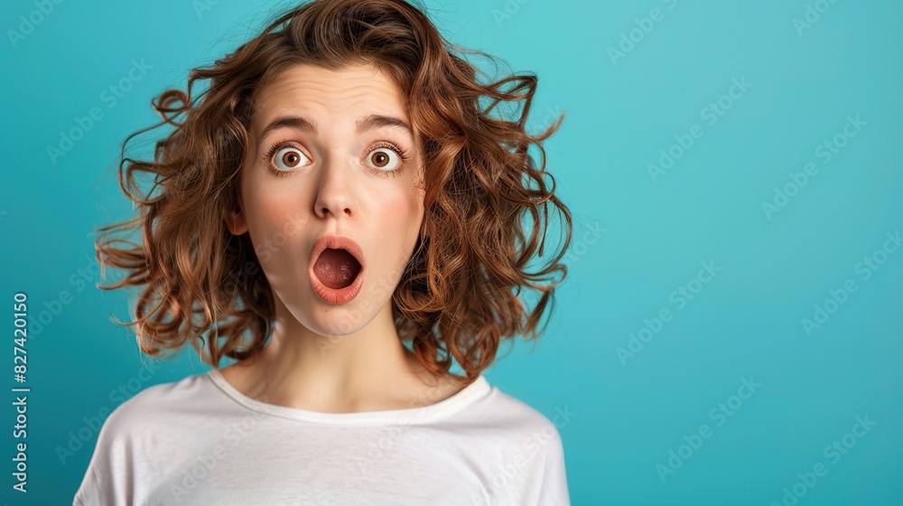 Young girl expression shocked. Portrait of beautiful shocked woman ...