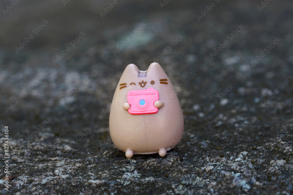 Minsk, Belarus. May 20, 2024. Pusheen cat figurine toy holding photo ...