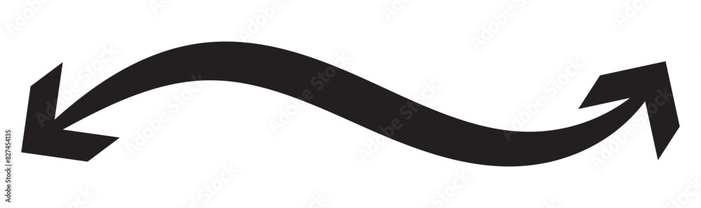 Long arrow icon. Double side Long red arrow vector, silhouette. Vector ...