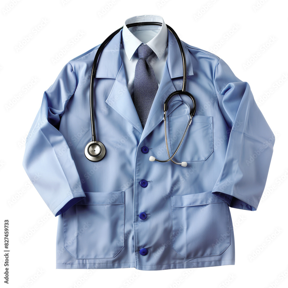 Blue doctor's coat with stethoscope, symbolizing medical profession and ...