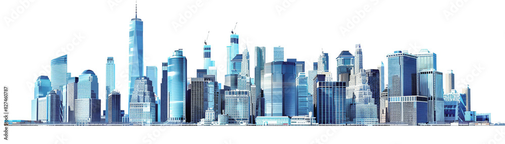 Modern city skyline featuring tall skyscrapers and urban architecture ...