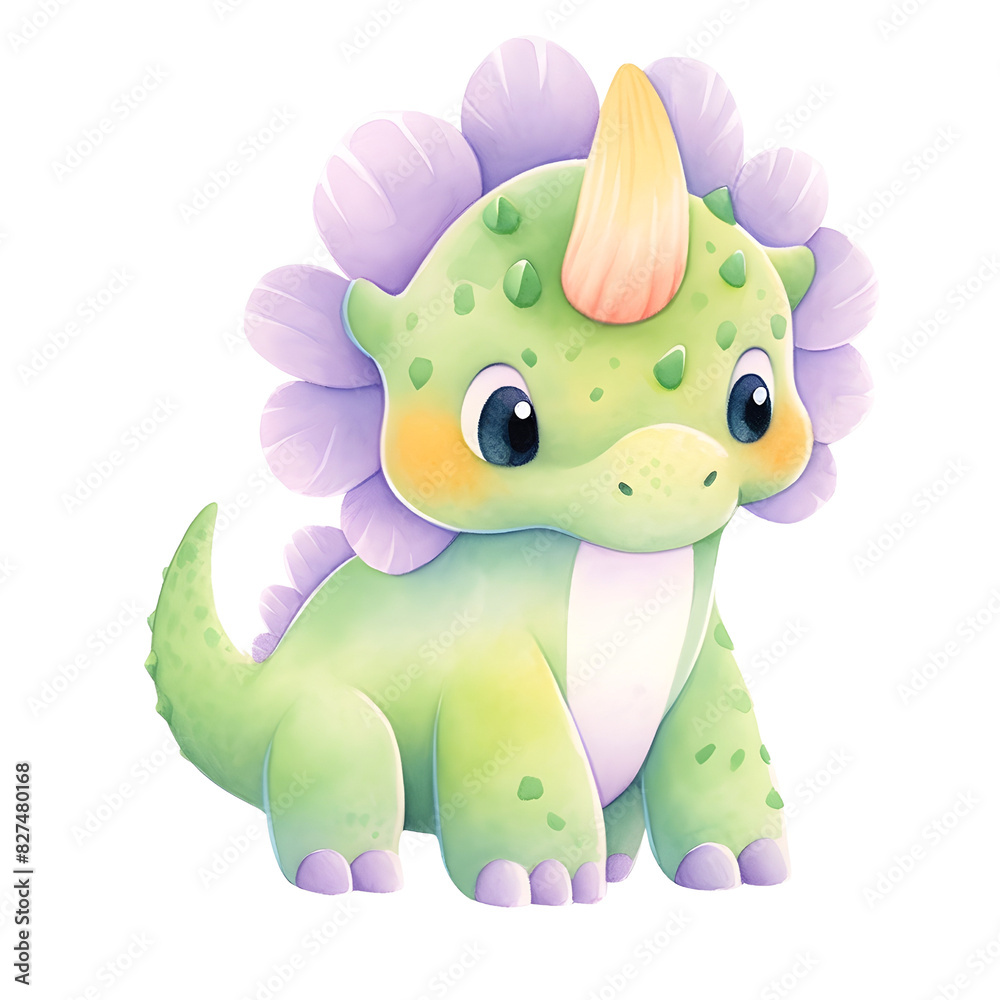 Stock-Illustration „Nursery Pastel Baby Dinosaur Watercolor Clipart ...