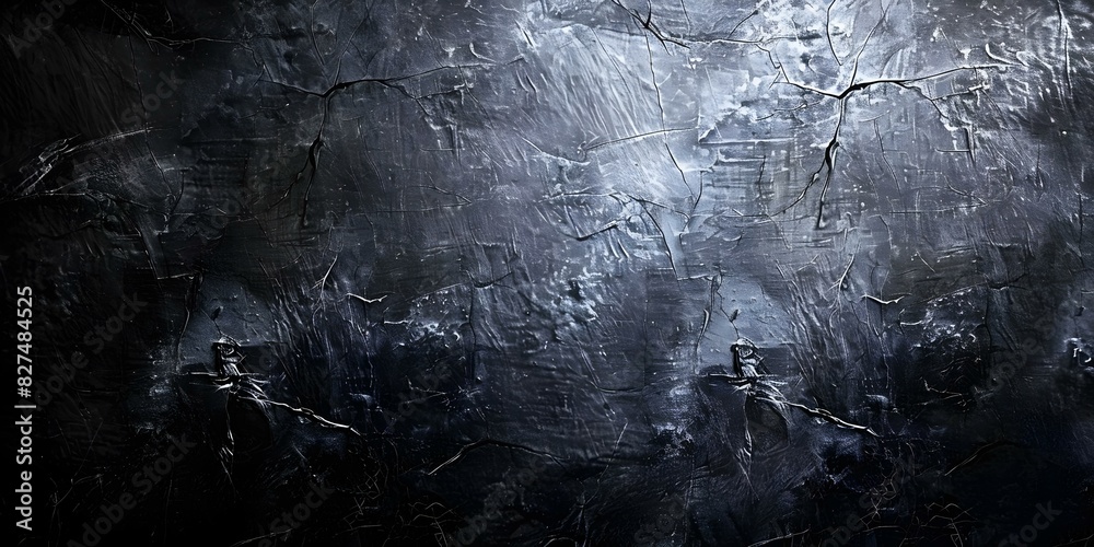 Distressed black wall with white dust scratches and cracked texture ...