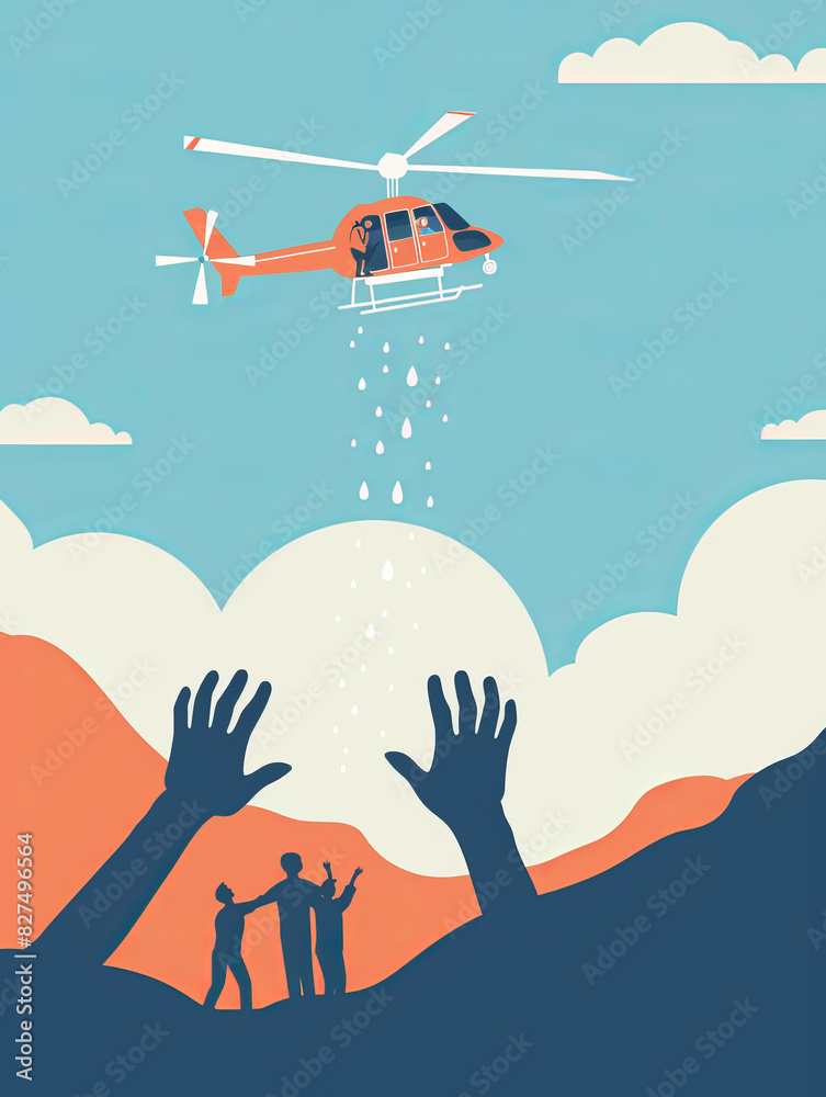 please save flat design, top view, rescue theme, cartoon drawing ...