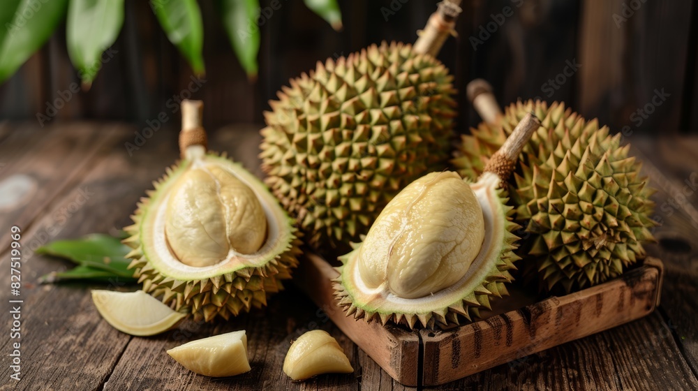 Durian, placed on a table Stock Photo | Adobe Stock