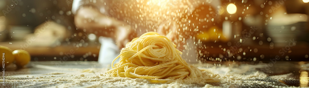 High Resolution Image of Cooking Class with Pasta Focus and Glossy ...