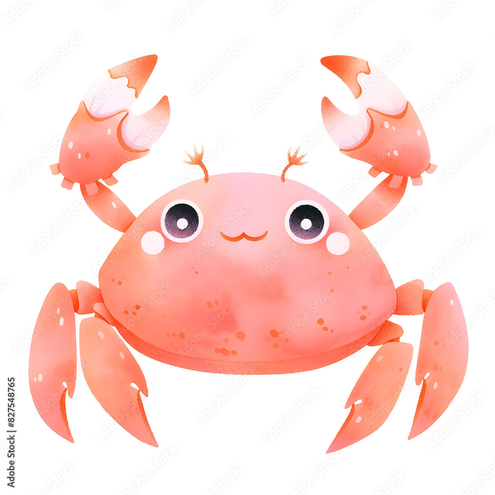 Pastel Sea Animal Watercolor Clipart, Cute Crab Illustration, Nursery ...