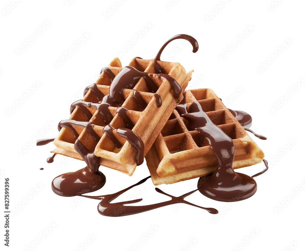Waffles chocolate isolated and Delicious waffles dripping on ...