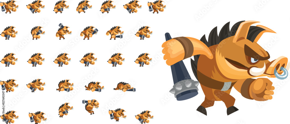 Animated cartoon sprite character, suitable for side-scrolling, action ...