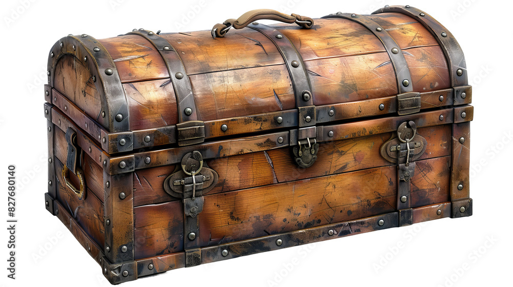 Treasure box isolated solid white background, without shadow, single ...