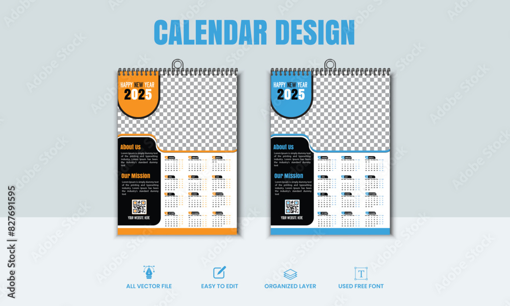The professional wall calendar template for 2025 features cityscape ... The professional wall calendar template for 2025 features cityscape ...