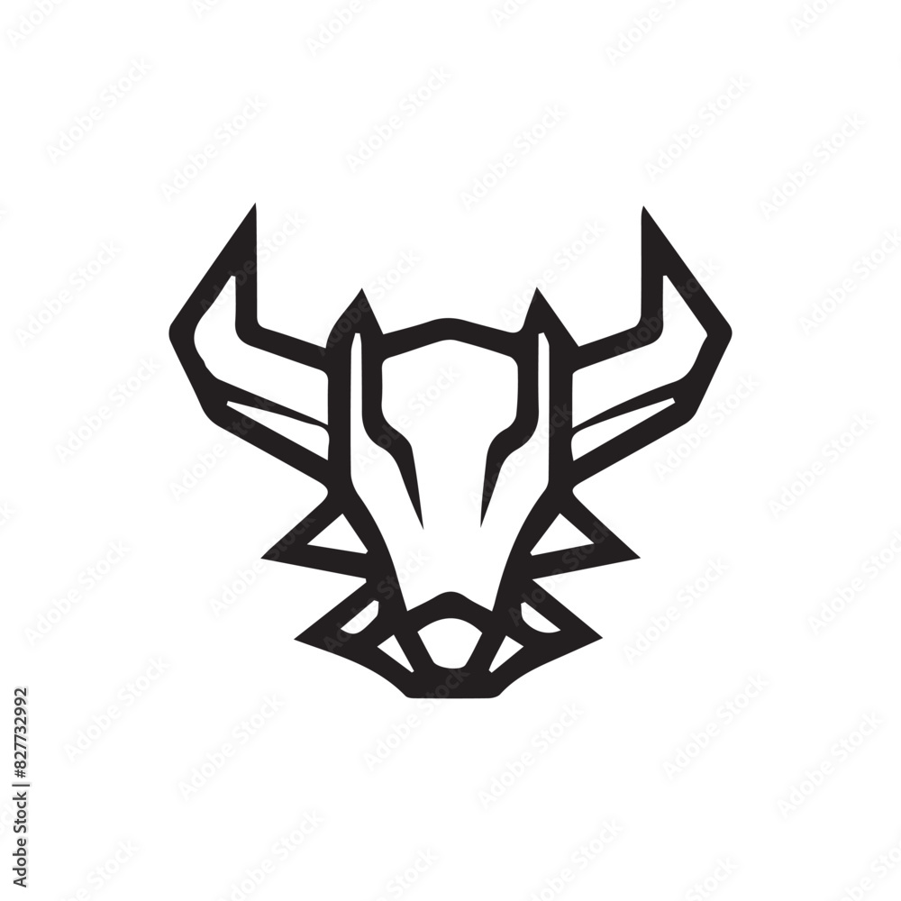 Vector Black outline bull head logo icon Stock Vector | Adobe Stock