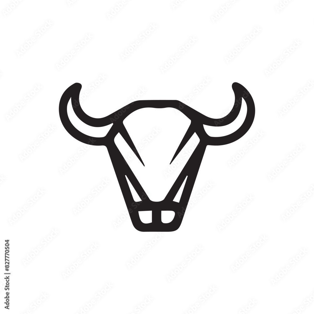Vector Black outline bull head logo icon Stock Vector | Adobe Stock