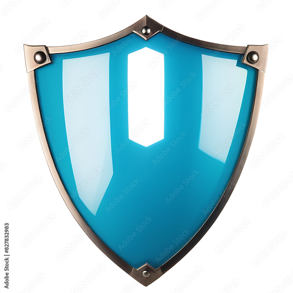 A blue shield with a silver border and rivets. Perfect for representing ...