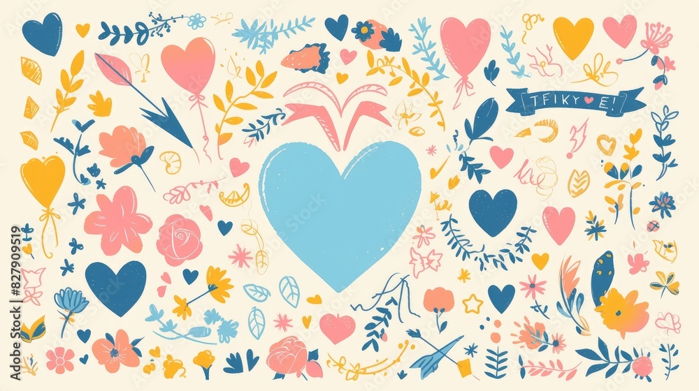 Collection of lively hand drawn highlighter elements like doodle ...