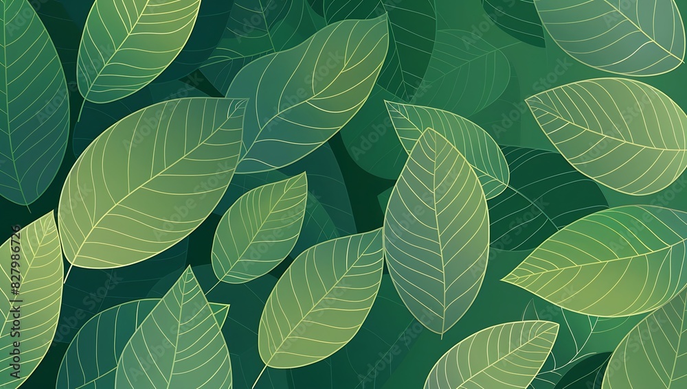 Green texture background with a simple leaf outline seamless pattern ...