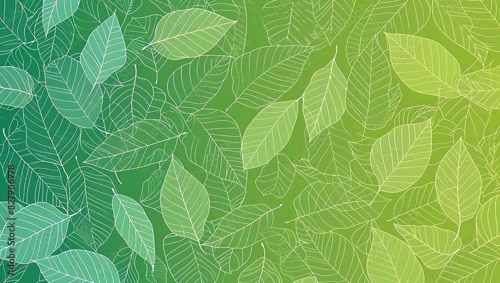 Green texture background with a simple leaf outline seamless pattern ...
