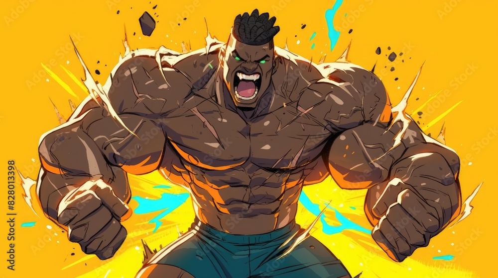 Ilustración de Stock African American bodybuilder depicted as a comic ...