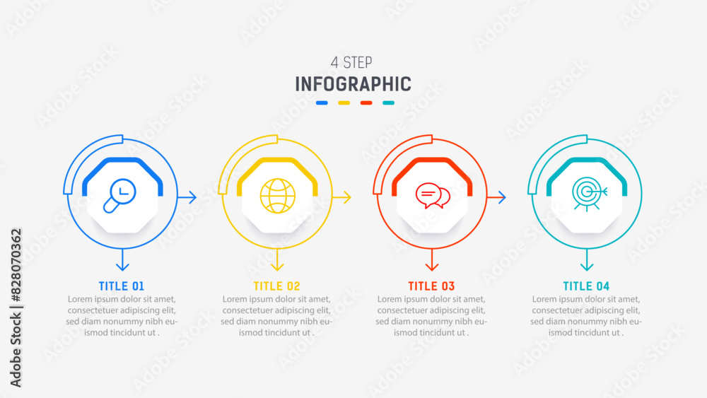 Four Step Infographic element design Vector template for presentation ...
