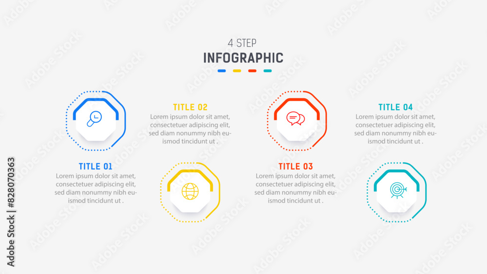 Four Step Infographic element design Vector template for presentation ...