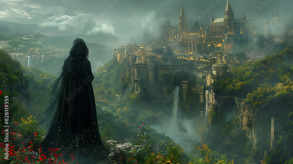 illustration of a mythical kingdom ruled by powerful sorcerers with ...