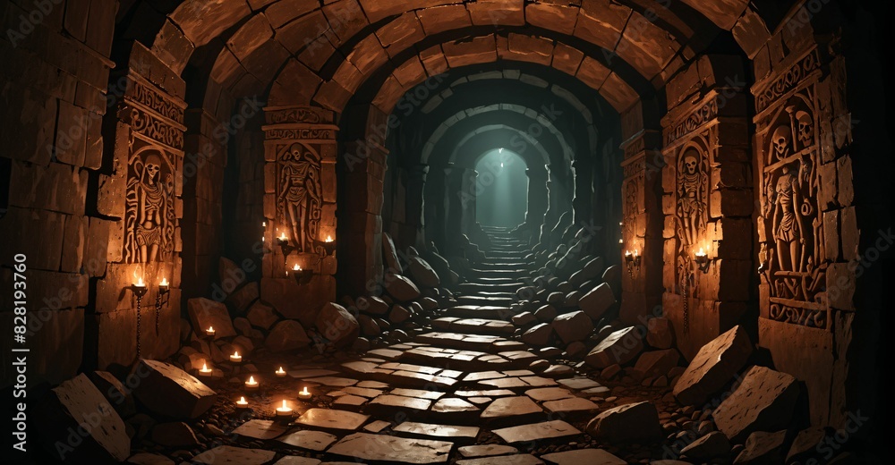 Stock-Illustration „underground catacombs medieval fantasy dark tomb ...