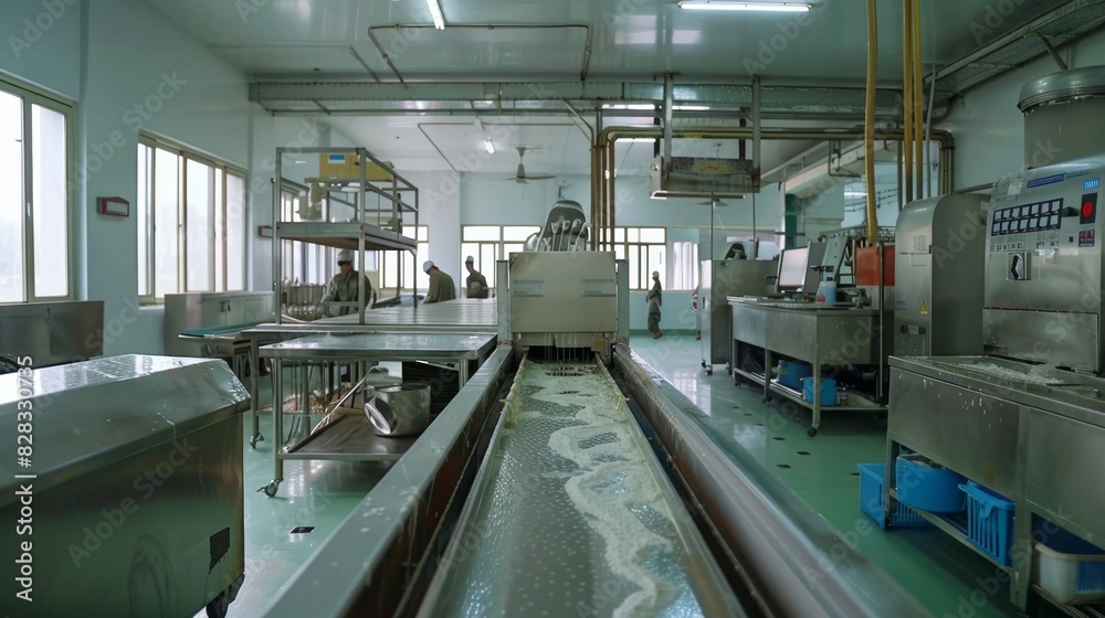 Sizzling Delights: Close-Up of International Meat Processing Line on ...