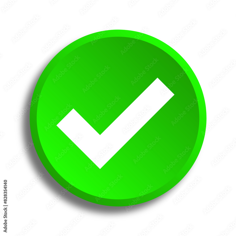 Check mark button. Green checkmark sign on transparent background. Tick ...