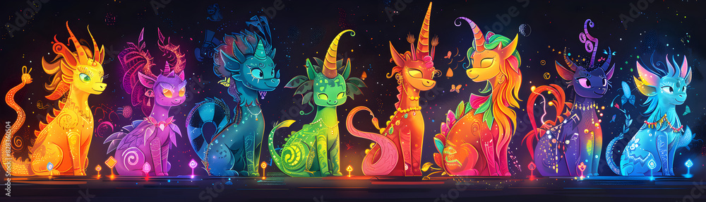 Mythical creatures come to life in a digital illustration, proudly ...
