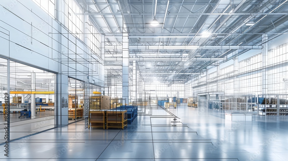 A factory interior designed for worker comfort and safety, with ...