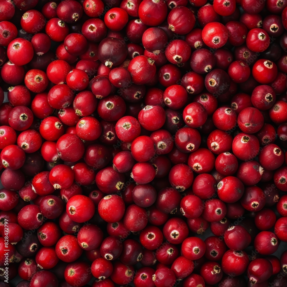 Cranberries texture background, Vaccinium macrocarpon fruits pattern ...