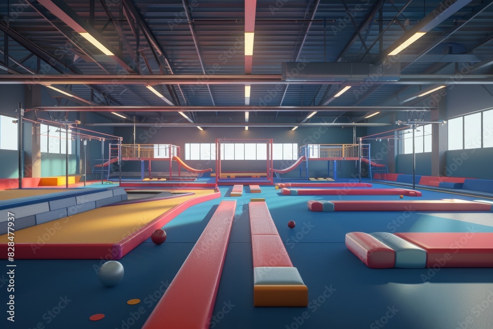 Realistic 3D Model of a Modern Gymnastics Arena with Detailed Equipment ...